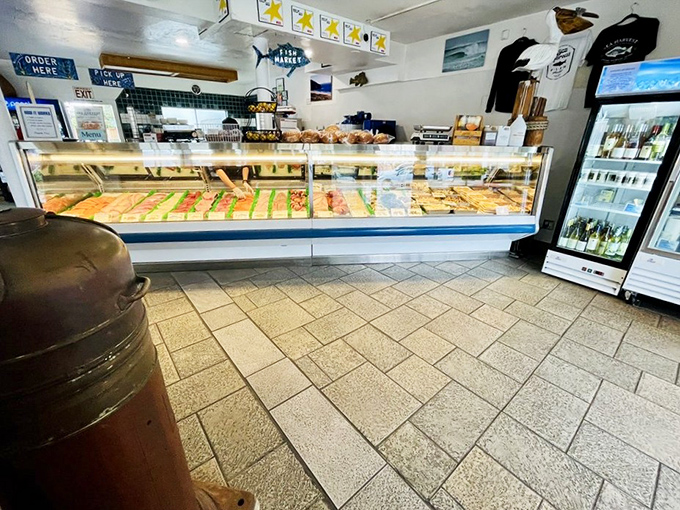 The fish market display case &ndash; where transparency isn't just a buzzword. What you see is exactly what you'll eat, often within minutes.
