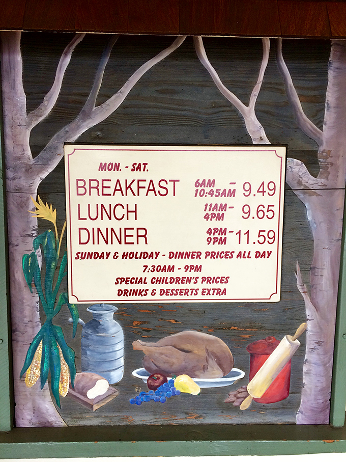 Operating hours posted like a treasure map &ndash; X marks the spot where breakfast becomes lunch and diet plans walk the plank.