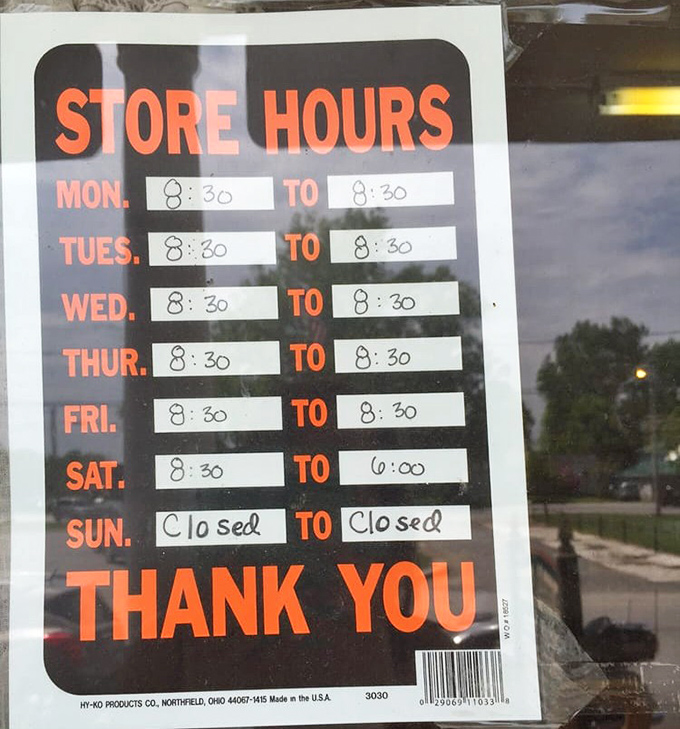 These aren't just store hours—they're the schedule for your next appointment with nostalgia. Closed Sundays because even time machines need maintenance.