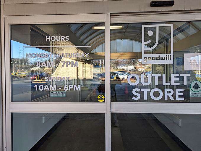 The gateway to adventure posts its hours. This unassuming entrance has witnessed countless treasure hunters arriving with hope and leaving with car trunks full.