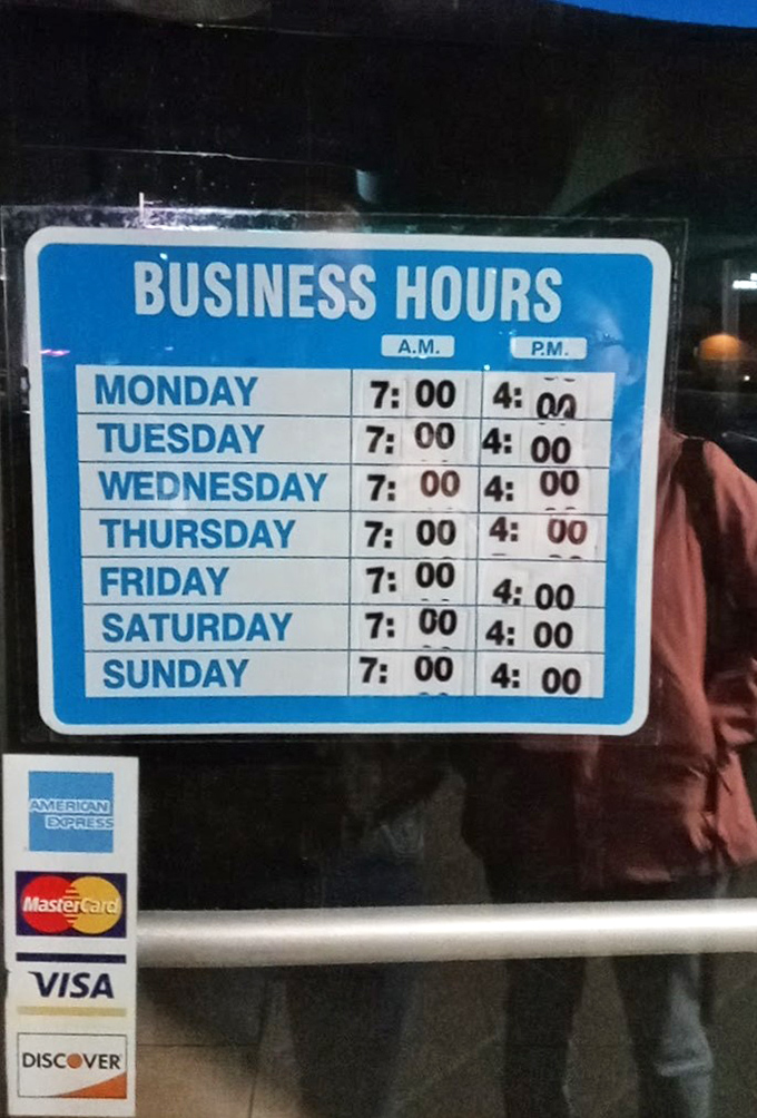 Store hours that welcome early birds and late risers alike to experience breakfast perfection any time.