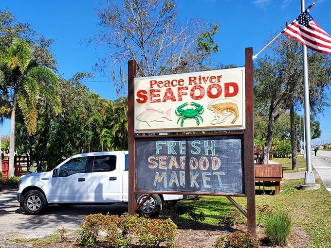Not all treasure maps look like parchment. This roadside sign has guided hungry seafood pilgrims to blue crab nirvana for years.