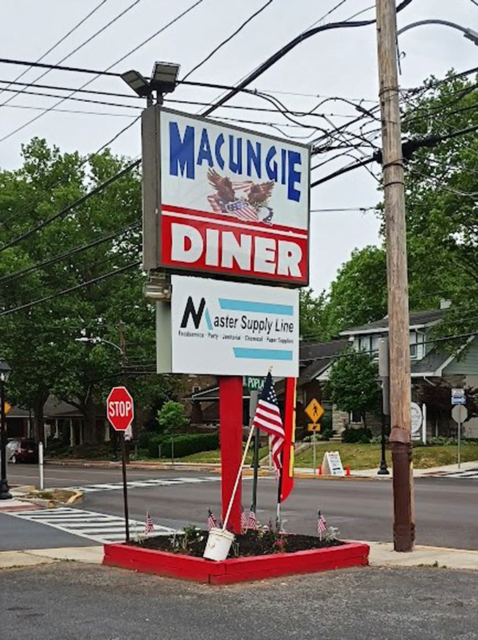 The sign stands like a beacon of hope for hungry travelers&mdash;a patriotic promise that whatever's troubling you can be temporarily solved with good food.