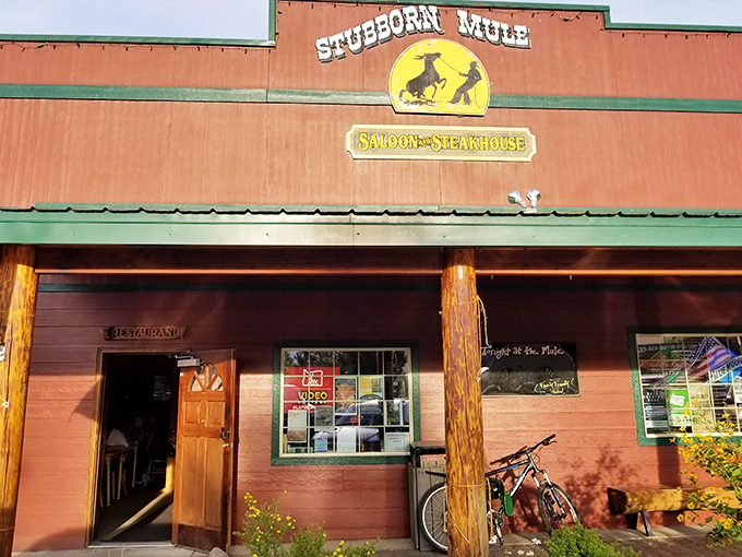 The Stubborn Mule's rustic exterior promises exactly what you want after a day of mountain adventures&mdash;hearty food and local character.