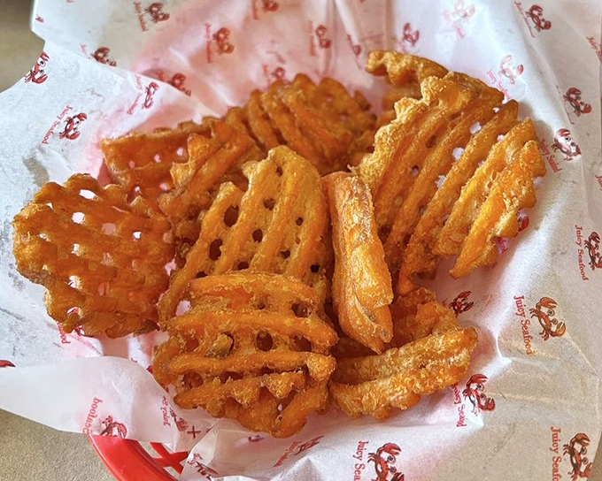 Waffle fries that achieved the perfect crisp-to-soft ratio. These aren't sidekicks&mdash;they're main characters in their own delicious story.