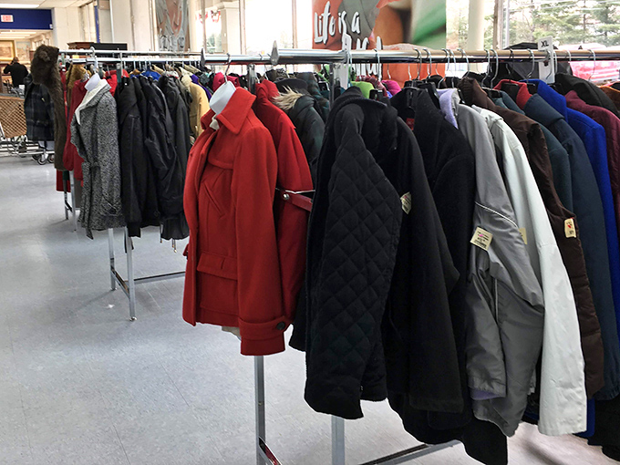 Winter coats in a rainbow of colors stand ready for the next Pennsylvania cold snap, proving style doesn't have to hibernate when temperatures drop. 