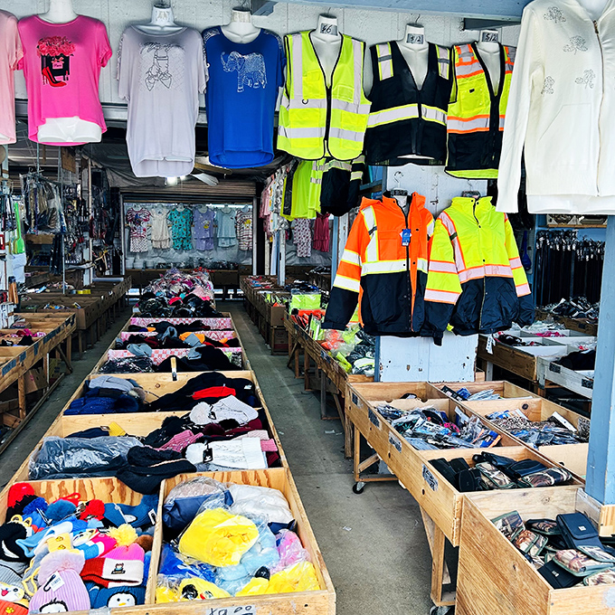 Fashion archaeology at its finest! These bins of clothing treasures invite you to dig for that perfect vintage tee or work vest.