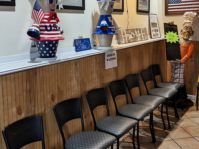 Even the waiting area feels welcoming with its patriotic charm and friendly atmosphere.