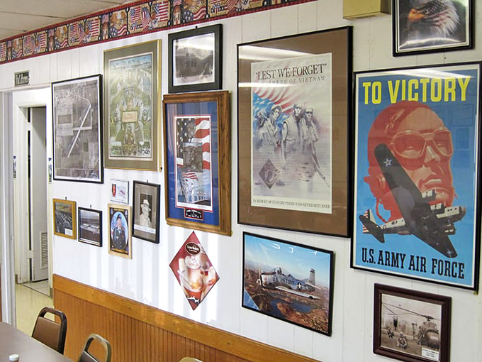 The walls tell stories of aviation history and American pride &ndash; a visual feast that gives you something to ponder between bites.