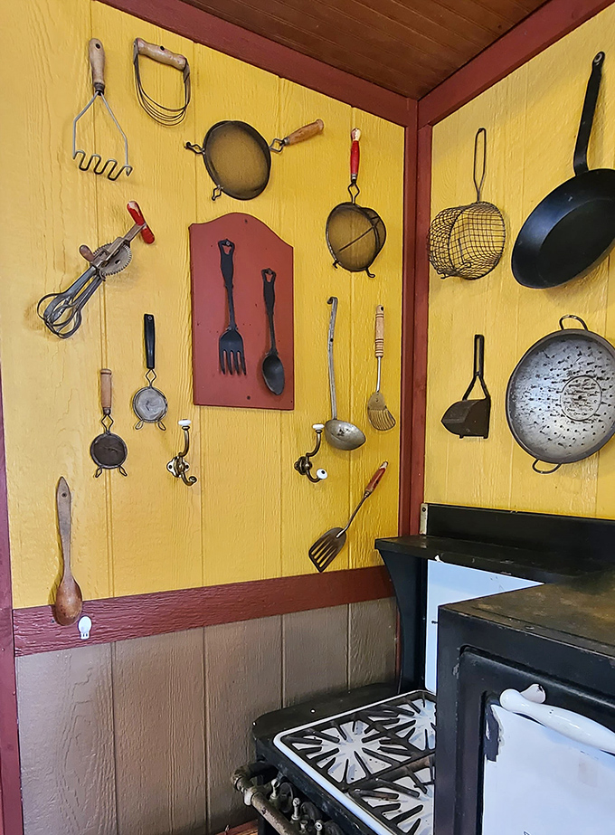 Kitchen implements as art. These aren't just utensils; they're the tools of happiness-making, displayed with the respect they deserve.