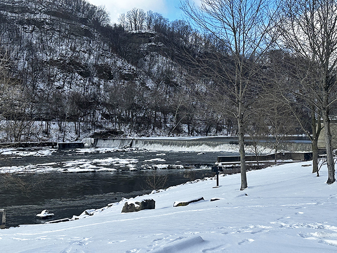 Winter transforms the Beaver River into a monochromatic masterpiece. Cold never looked so inviting, especially when viewed from a warm car.