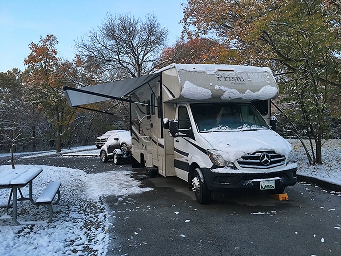 Winter camping: where coffee tastes better and stories grow taller. That dusting of snow transforms ordinary into extraordinary.