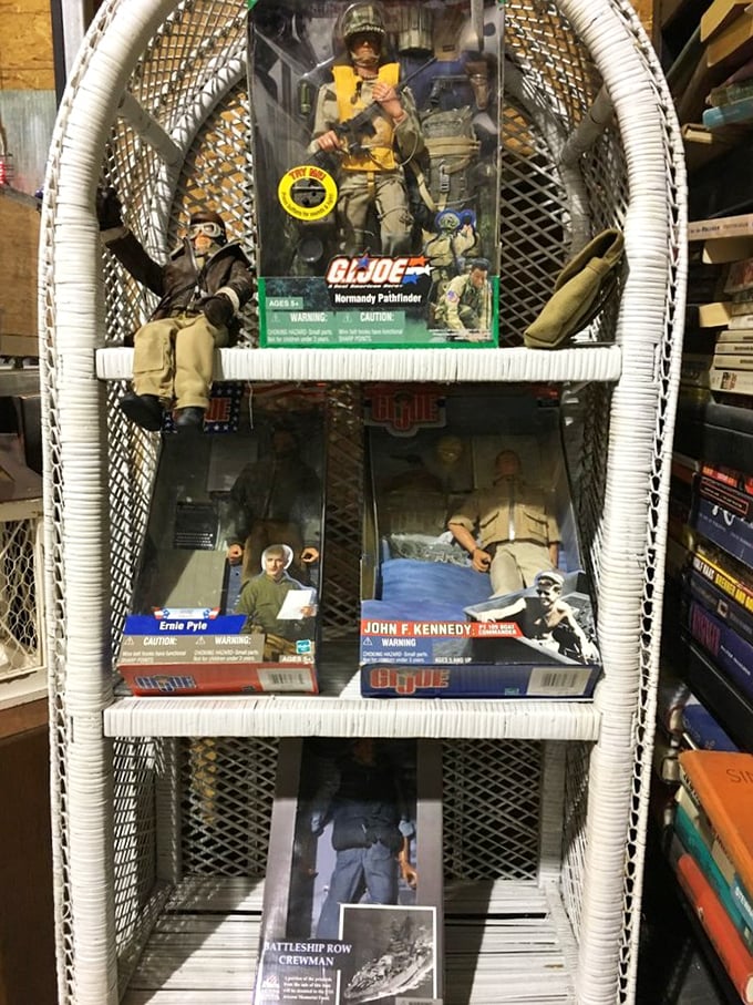 Action figures frozen in patriotic poses&mdash;childhood heroes preserved in plastic for collectors who refuse to fully grow up.