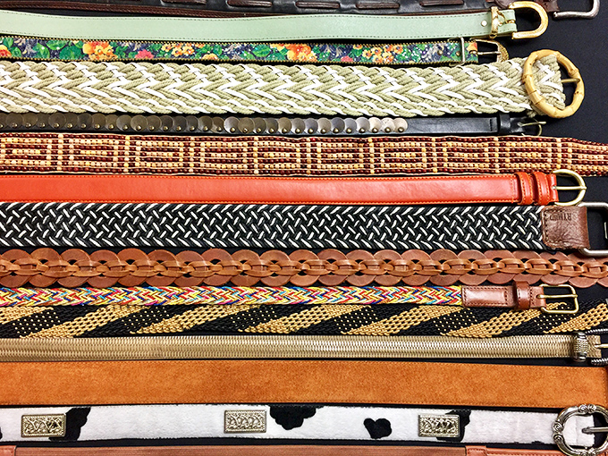 Belts in every pattern imaginable create a leather rainbow that would make any cowboy envious.