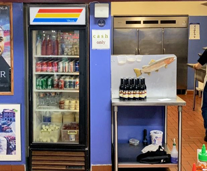 The beverage cooler stands ready to provide the perfect companion to your fried feast. Sometimes simplicity is the ultimate sophistication.