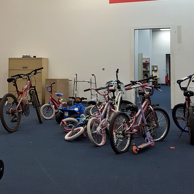 The bicycle graveyard, where two-wheeled chariots await resurrection and that pink princess model might just make some little girl's year.