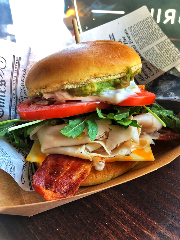 A sandwich that understands the importance of proper architecture. Each layer carefully considered, like the Guggenheim but edible.