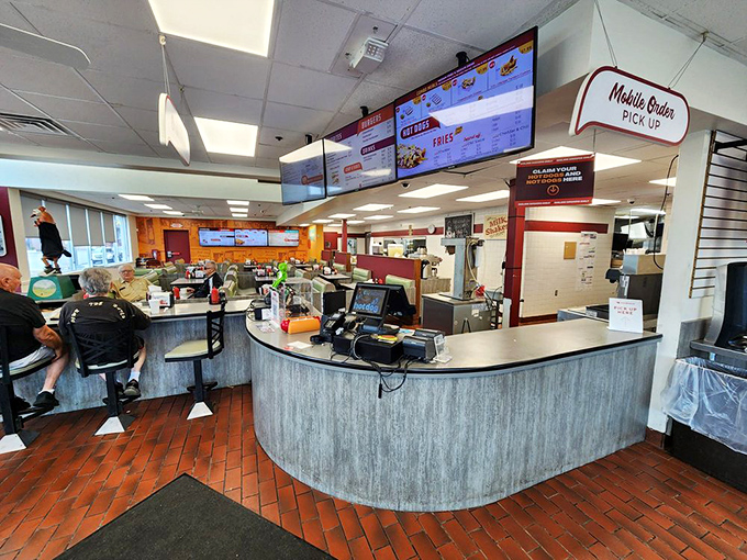 Command central where hot dog dreams come true. The efficient counter service ensures you're never far from your next culinary adventure.