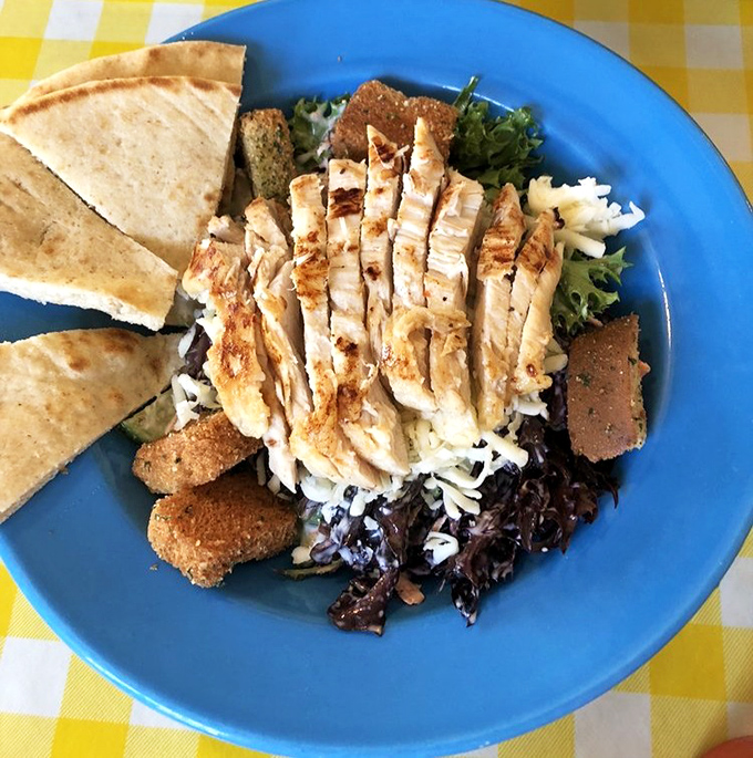 This chicken salad doesn't need fancy credentials&mdash;just perfectly grilled protein atop greens that weren't born in a plastic clamshell.