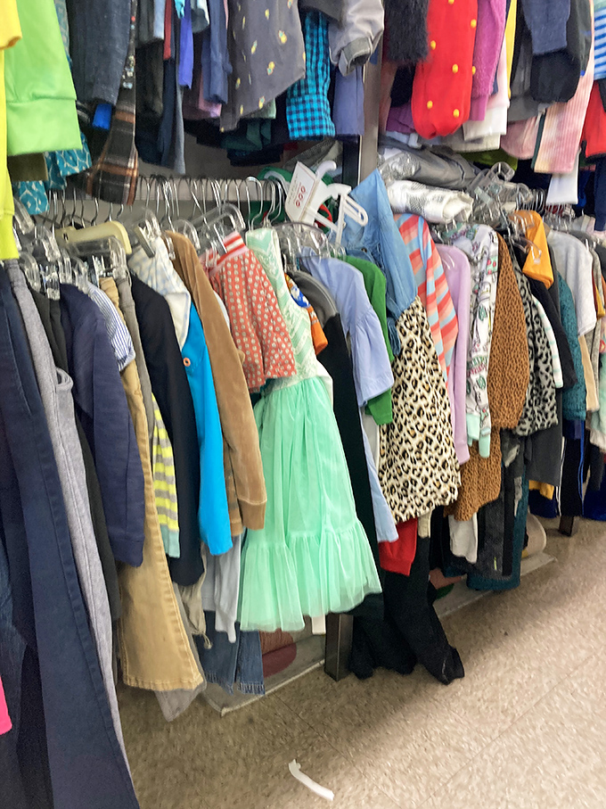 Children's clothing paradise where tiny fashion statements cost less than your morning latte. That mint green dress is practically begging for a birthday party.