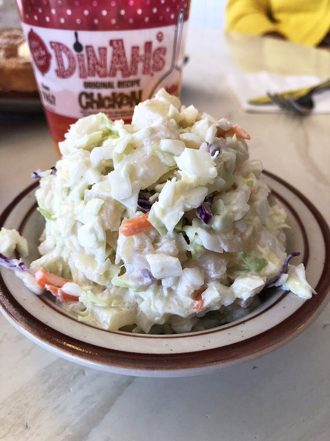 Coleslaw that knows its purpose: to cut through richness and refresh your palate. The perfect wingman to fried chicken's star performance.
