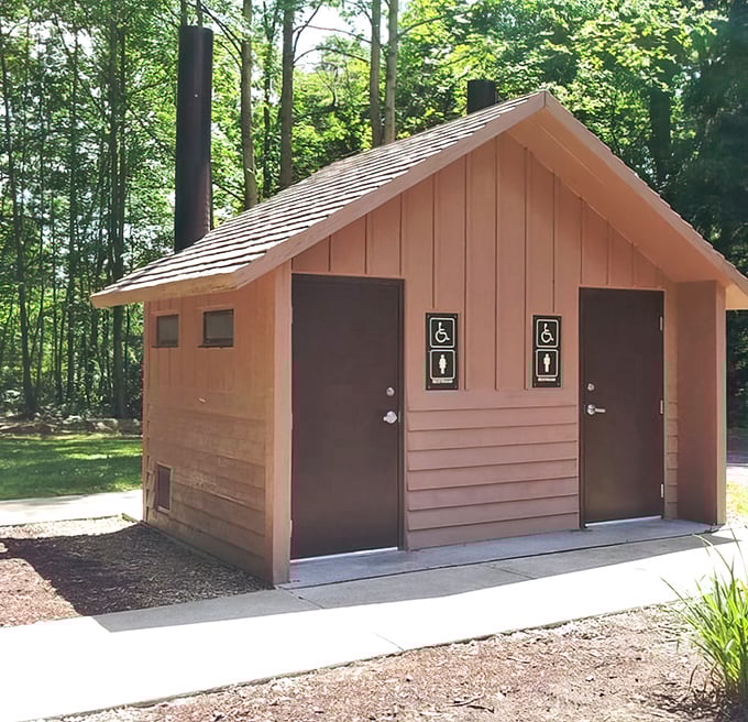 Even in the wilderness, modern comforts await. These rustic facilities ensure your nature experience doesn't require superhuman bladder control.
