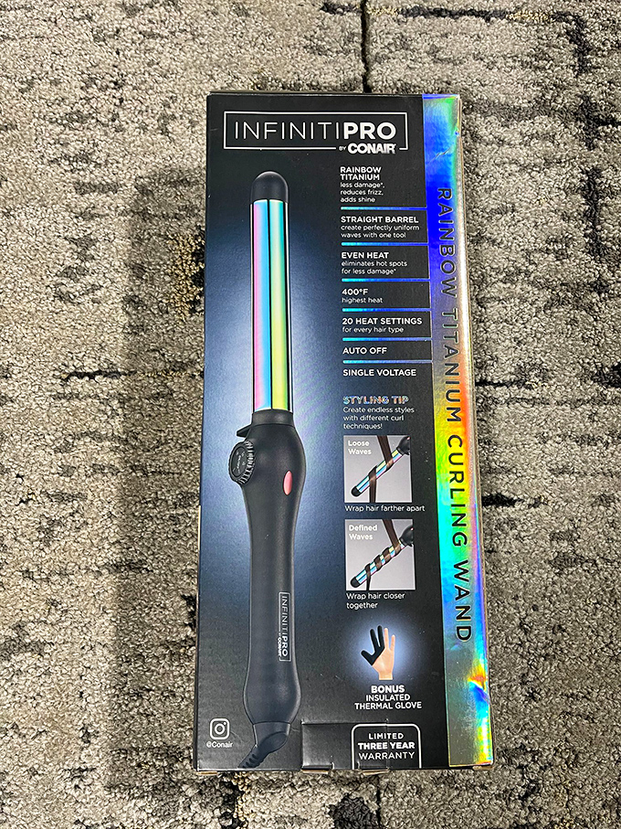 This rainbow titanium curling wand proves that even beauty tools can have their moment in the bargain bin spotlight.