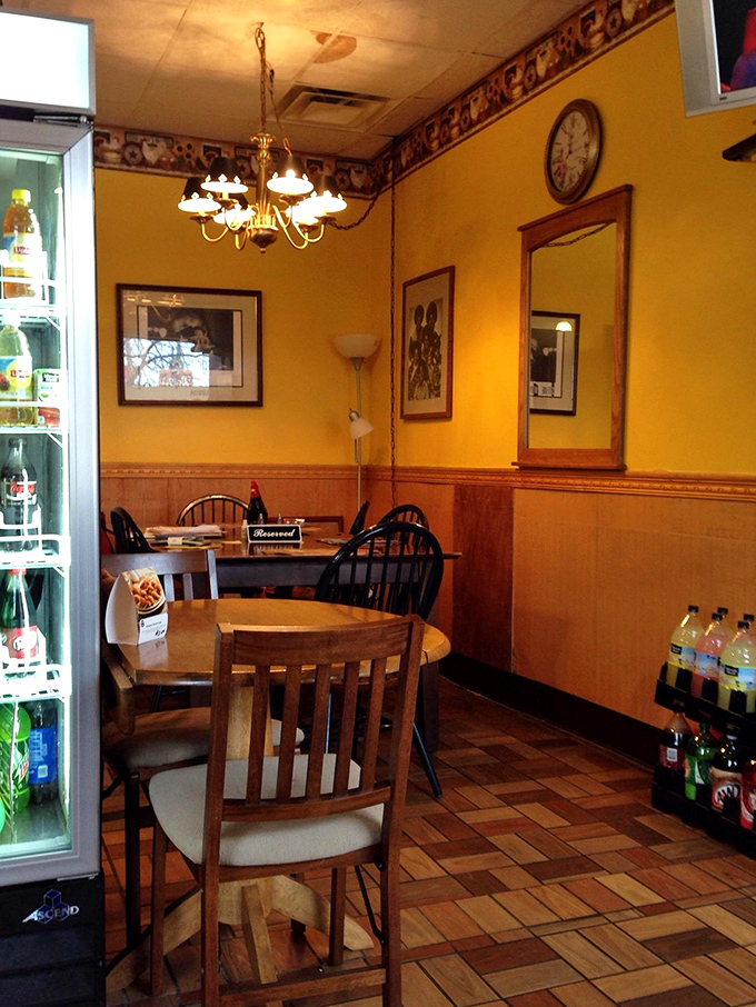 Chandeliers and chicken – an unexpected but perfect pairing. This cozy corner invites you to linger over every last morsel.