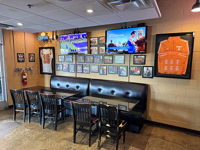 Tennessee sports memorabilia adorns the walls &ndash; because nothing pairs with championship-level barbecue quite like championship-level pride.