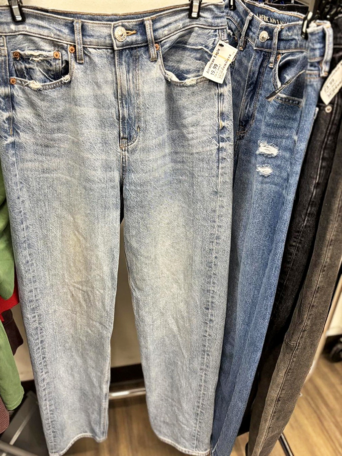 Denim democracy in action&mdash;three distinct washes offering three distinct attitudes, all waiting for the right legs to come along.