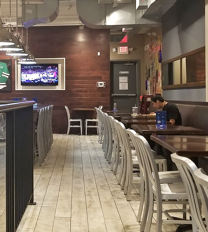 The quiet moment before the sandwich storm. Every empty chair represents a future happy customer about to have their cheesesteak epiphany.