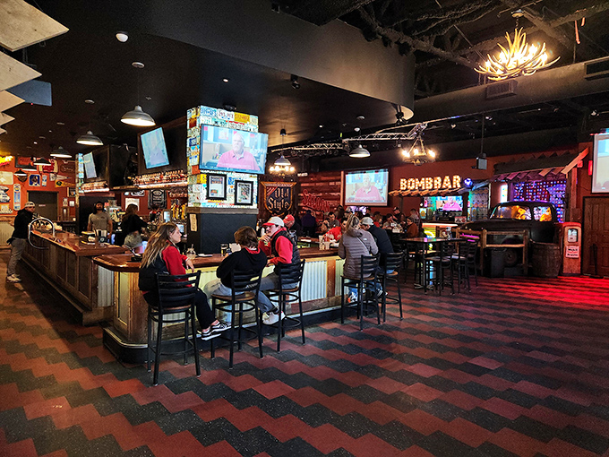 Where the magic happens &ndash; patrons gathered at the bar, bathed in neon light, living out the country song lyrics that play overhead.