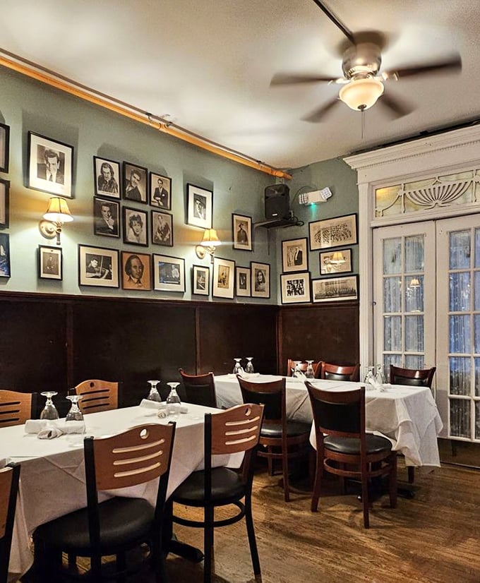 The dining room walls tell stories of musical legends past, watching over tables where new memories are made between bites of exceptional Italian fare.