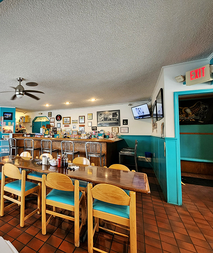 Where wooden chairs meet turquoise cushions, conversations flow as freely as the coffee. This isn't fast food&mdash;it's food worth slowing down for.