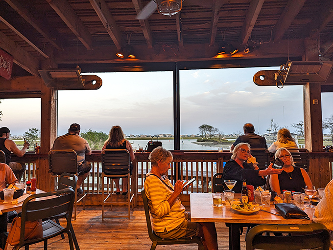 Sunset views that compete with your dinner for attention. The marshland panorama is nature's perfect digestif after seafood indulgence.