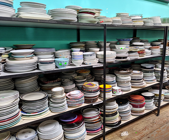 Plate paradise where mismatched dinnerware dreams of hosting eclectic dinner parties in their new homes. Mix-and-match encouraged.