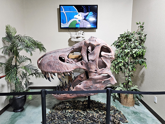 The T-Rex skull replica offers a jaw-dropping glimpse into prehistoric dentistry. No wonder they were always in such a bad mood.