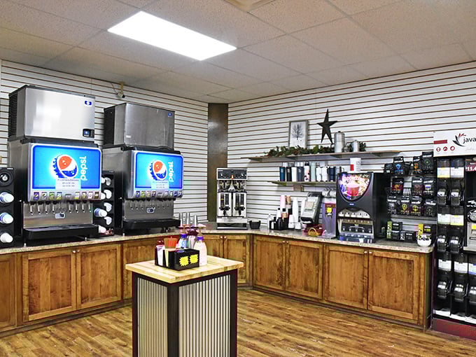 The beverage station where caffeine dreams come true. Because every great food adventure requires proper hydration to continue the mission.