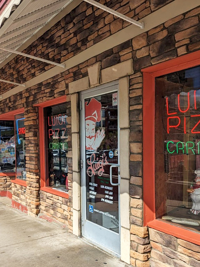 The entrance promises what lies beyond&mdash;authentic Italian-American comfort food that's worth the wait. Those neon signs have guided hungry patrons for generations.