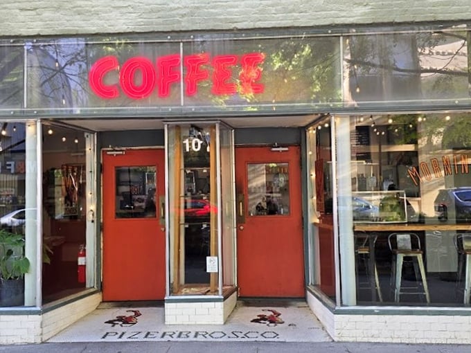 Those red doors aren't just an entrance to a caf&eacute; &ndash; they're a portal to a world where coffee is respected and breakfast is never rushed.