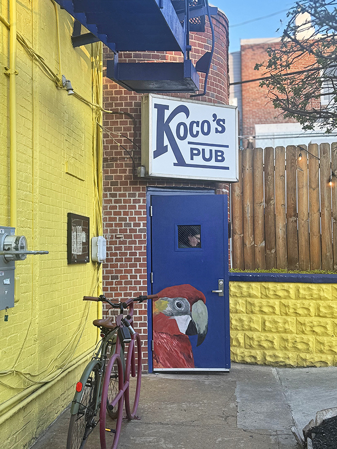 Even the entrance door features a painted parrot&mdash;a colorful guardian to the treasure trove of seafood that awaits inside.