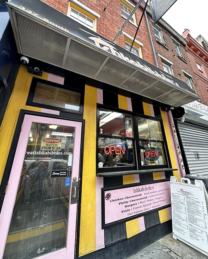 The entrance to flavor paradise. That "Caution: Watch Your Step" sign should really say "Warning: Life-Changing Sandwiches Ahead."