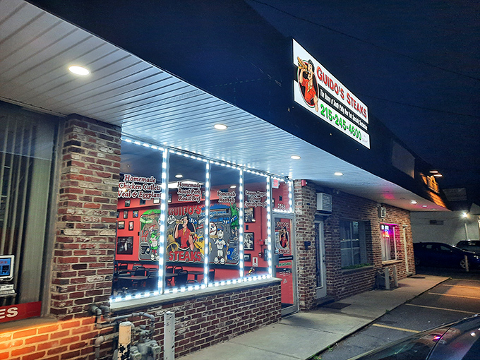 Night falls but the glow of Guido's beckons hungry travelers like a lighthouse for the sandwich-starved. Worth the detour.