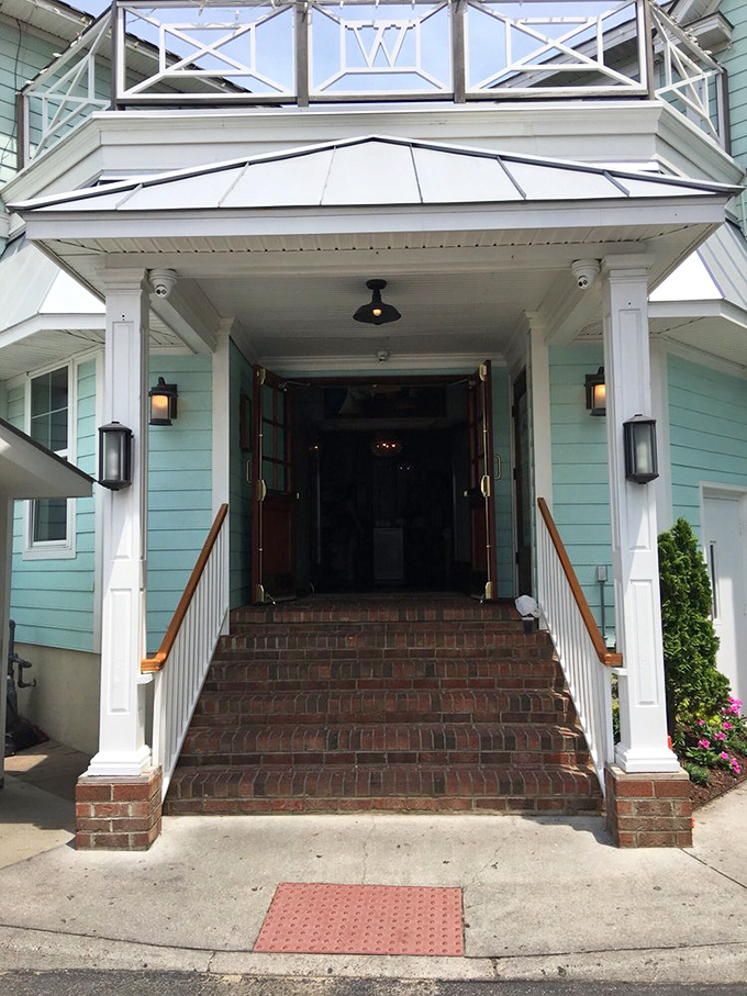 A grand entrance worthy of the culinary treasures within &ndash; brick steps lead you into a seafood sanctuary that's been perfecting its craft for decades.