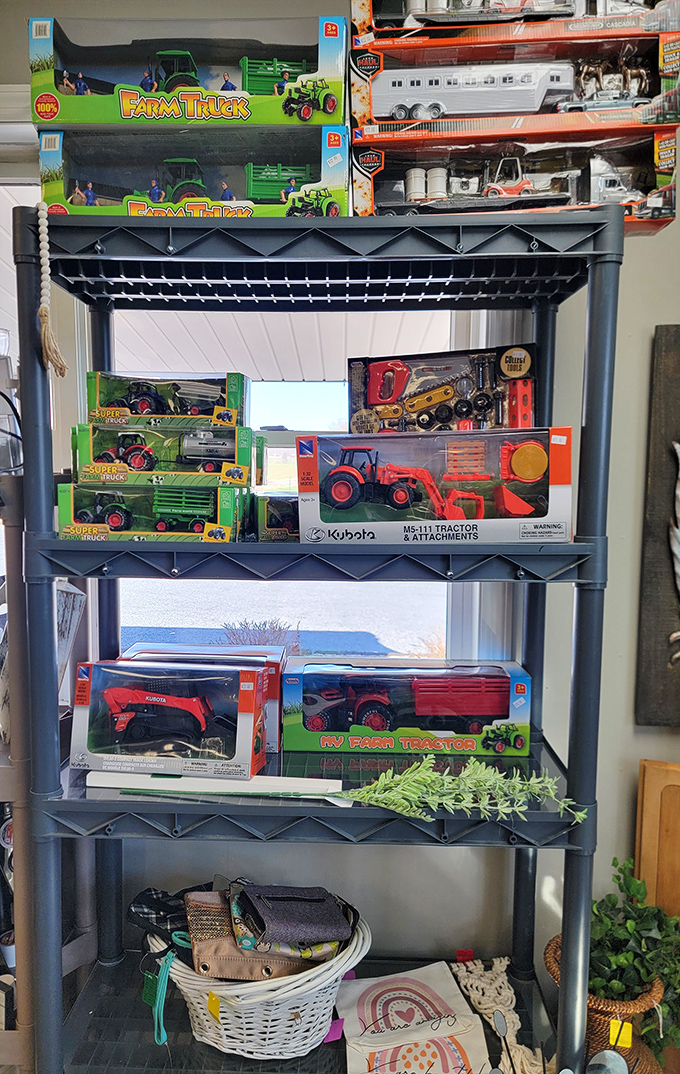 Every future farmer's dream: toy tractors and farm equipment that inspire imagination without the actual 4 a.m. wake-up calls.