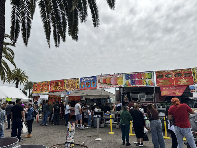 Food truck alley promises the authentic flavors of California's melting pot, with lines that tell you it's worth the wait.