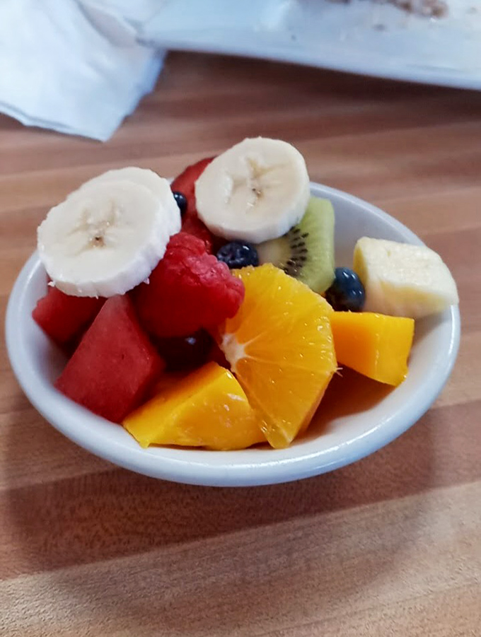A fruit cup that actually looks fresh and appetizing &ndash; nature's candy providing a virtuous counterpoint to all those breakfast indulgences.