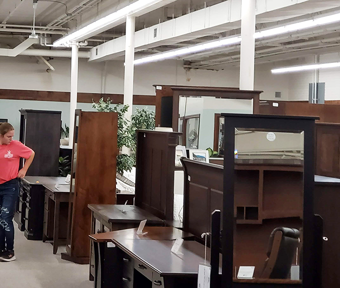 Solid wood furniture displays showcase craftsmanship from an era before "assembly required" became the norm. These pieces have already outlived their original owners.