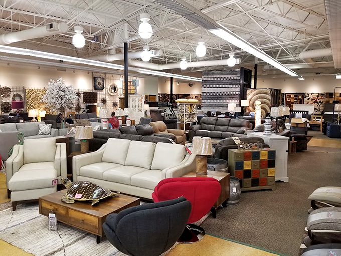 Furniture displays that invite impromptu napping. After hours of shopping, these comfortable setups practically whisper, "Just five minutes, no one's looking."