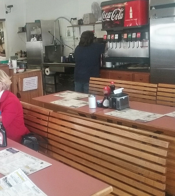 Another angle reveals the cozy interior where locals and visitors alike gather for exceptional morning meals.